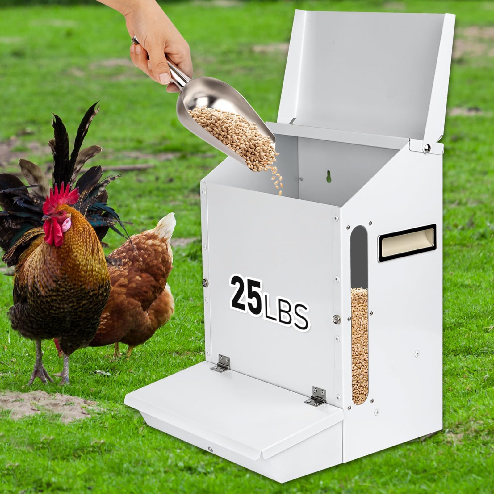 Amazon.com : LZWUNYXE Automatic Chicken Feeder 25lb,Rat Proof Chicken ...
