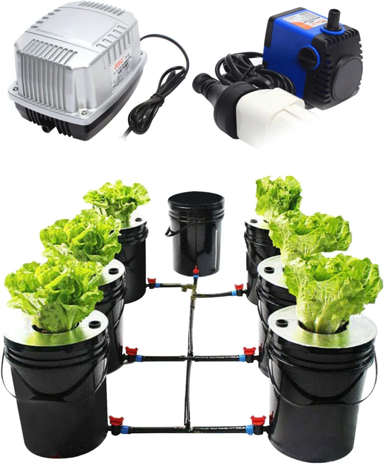 Amazon.com: BJTDLLX DWC - Sistema de cultivo hidropónico, sistema DWC de 5 galones y 7 cubos que ...