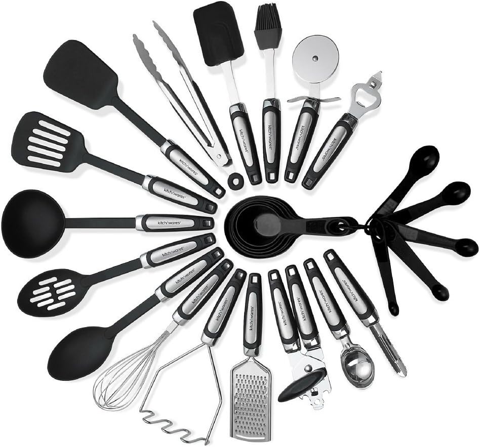 Amazon.com: Kitchen Utensils Sets 26 Pieces – Stainless Steel And Nylon ...