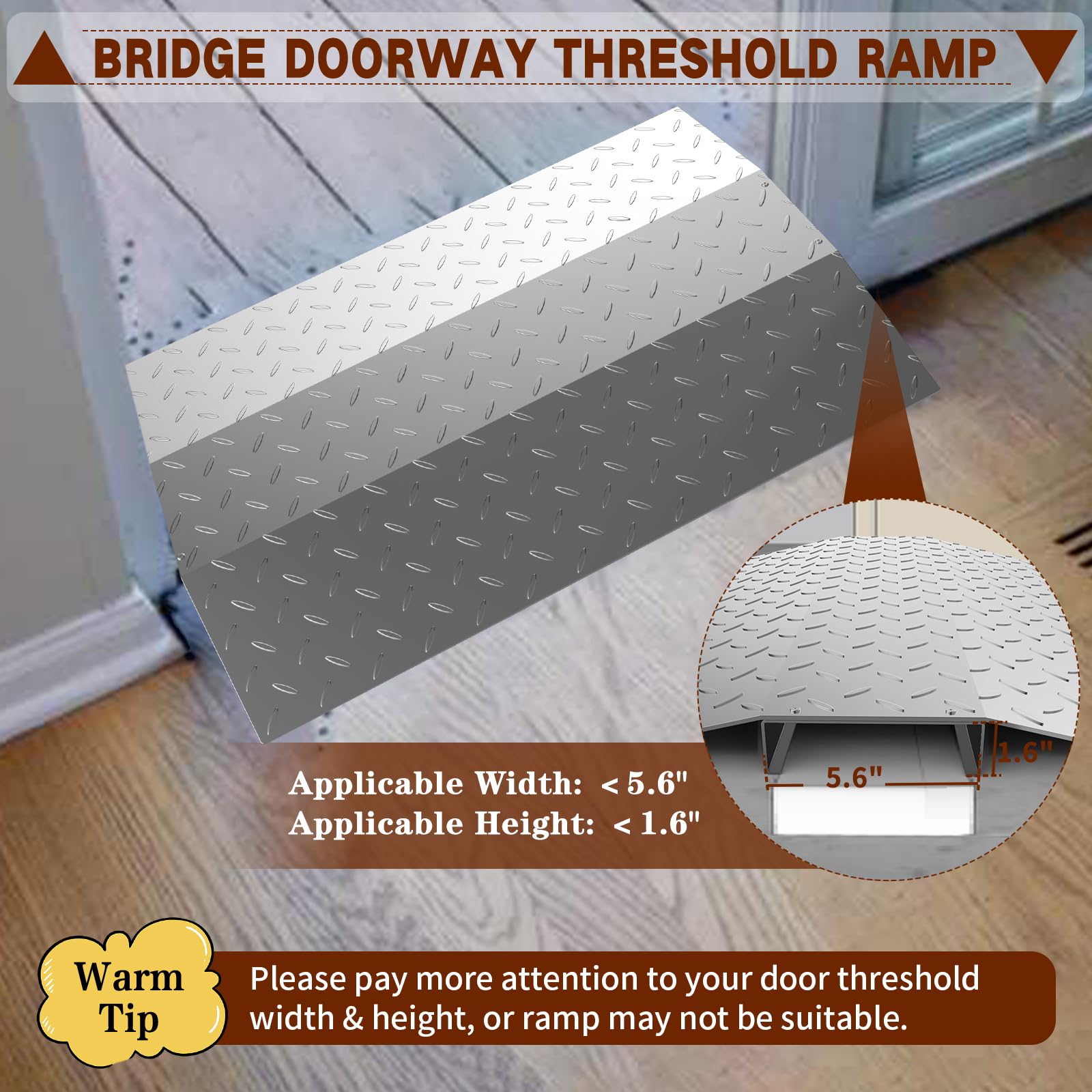 Snapklik.com : Sliding Door Threshold Ramp 31.5" W248" L, Metal Bridge ...