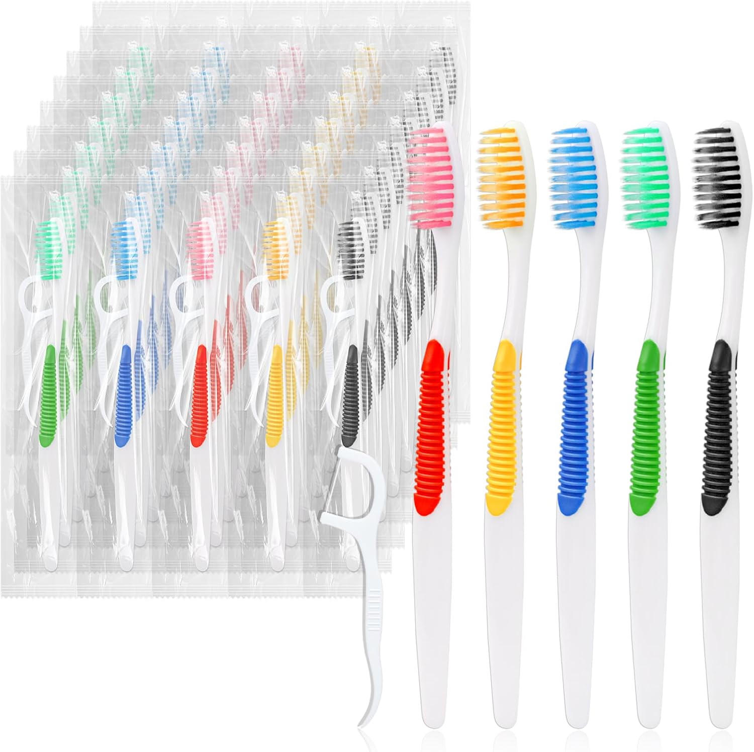 Amazon.com : HAIFOTRVA 10Packs Disposable Toothbrushes with Floss ...