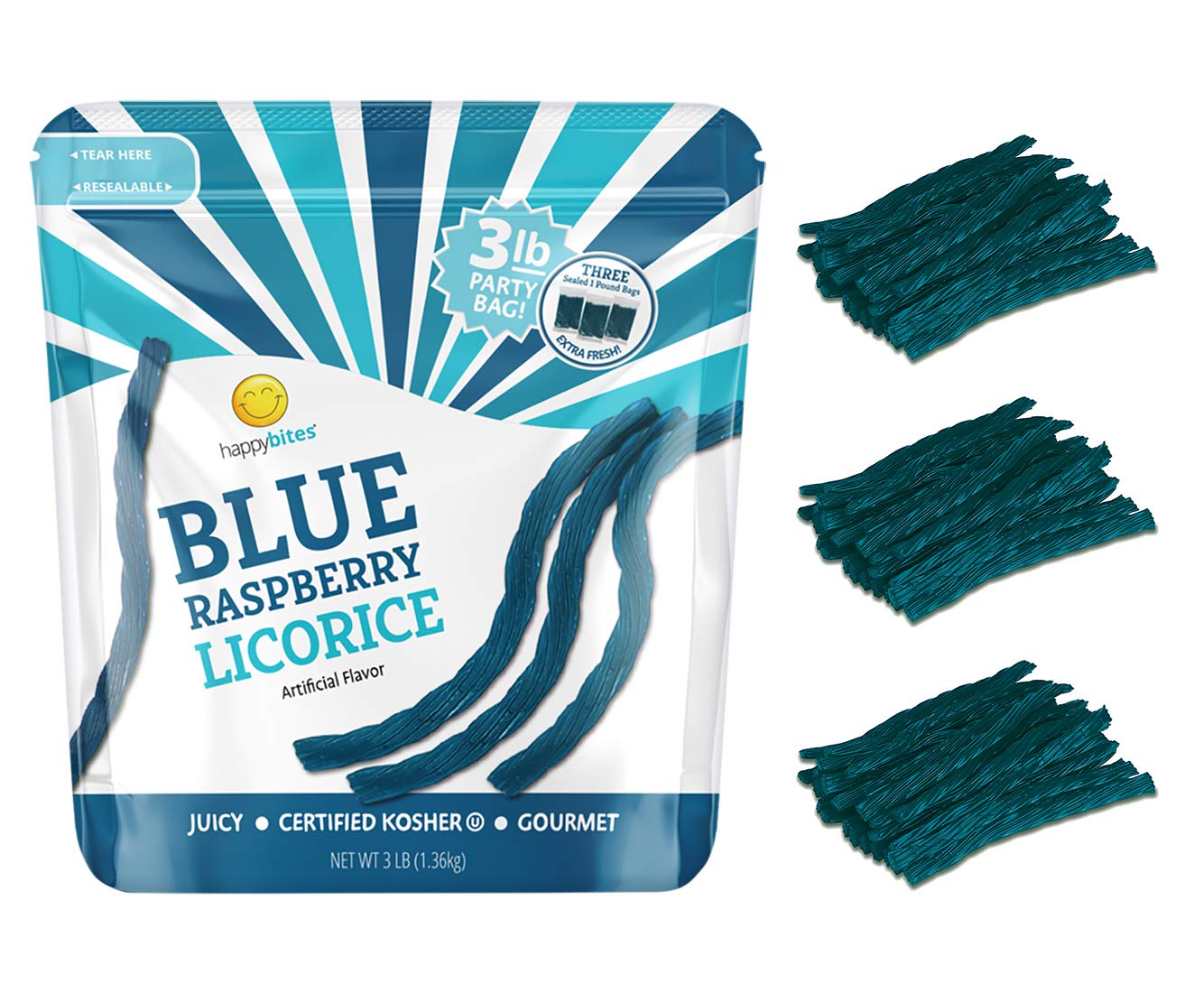 Amazon.com : Happy Bites Blue Raspberry Licorice Twists (3 Pounds ...