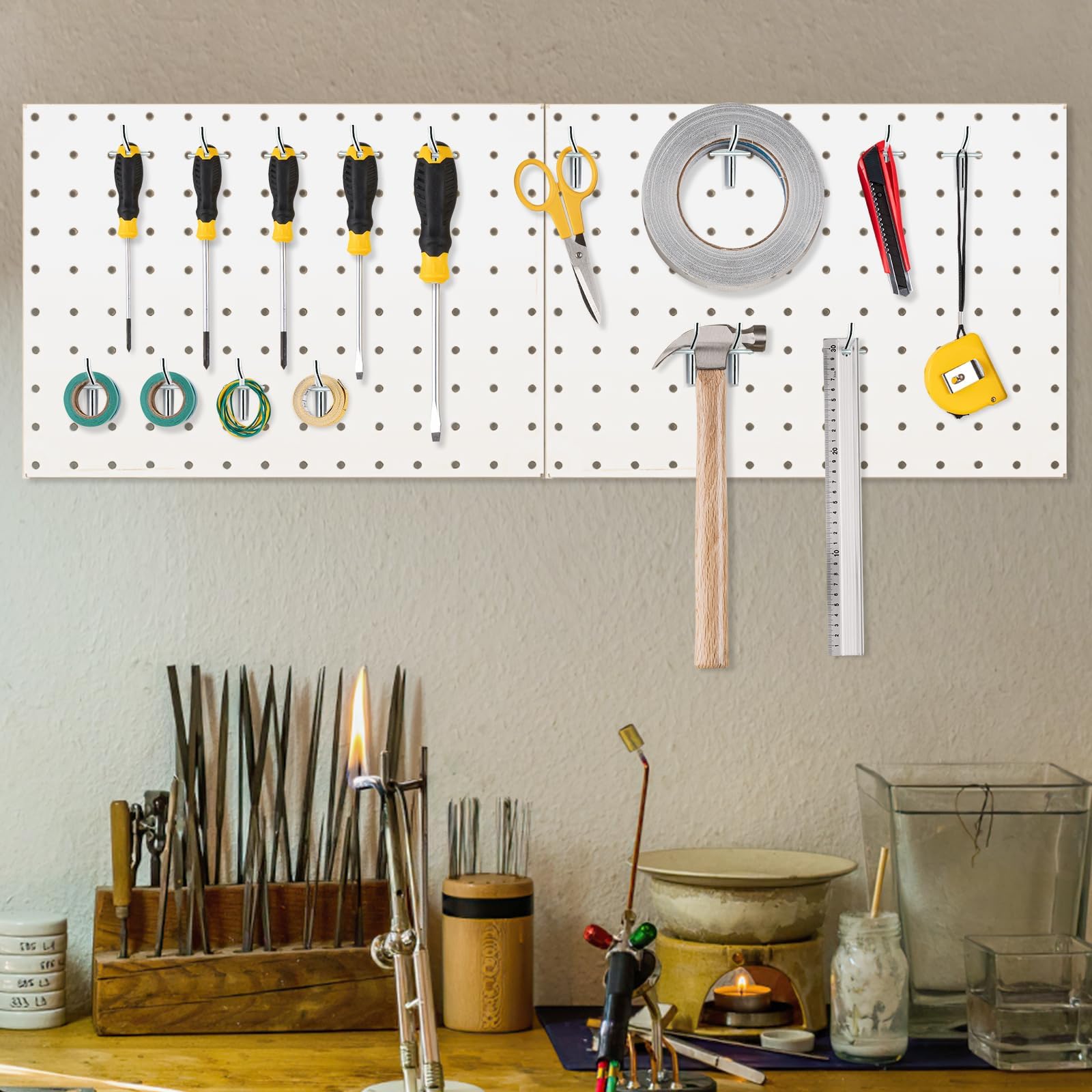 Amazon.com: Ultrawall 2 Pcs Metal Pegboard Wall Panels, Peg Boards for ...
