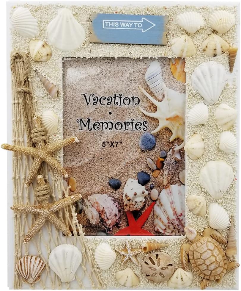 Amazon.com - Rockin Picture Frames Nautical Seashells Themed 5x7 Wood ...