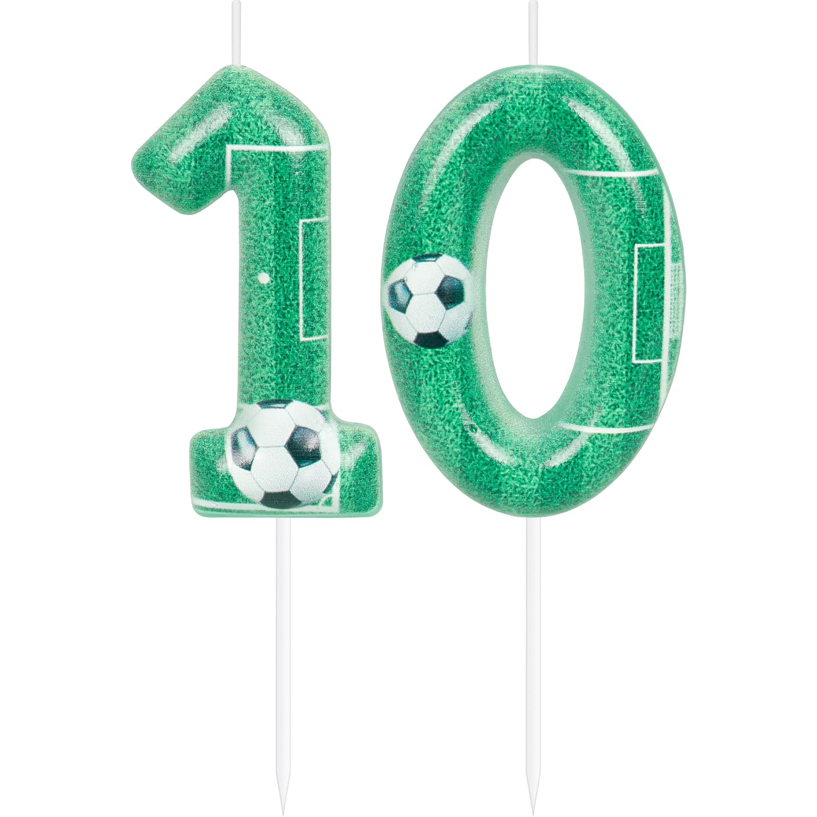 Amazon.com: Green Soccer 10th Birthday Candles Number 10 Candle Cake ...