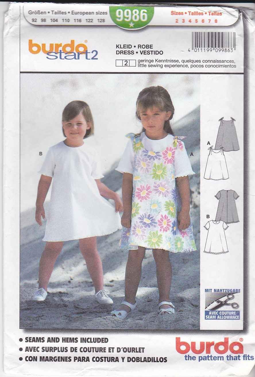 Amazon.com: Burda Sewing Pattern 9986 Girls Size 2-8 Easy Pullover ...