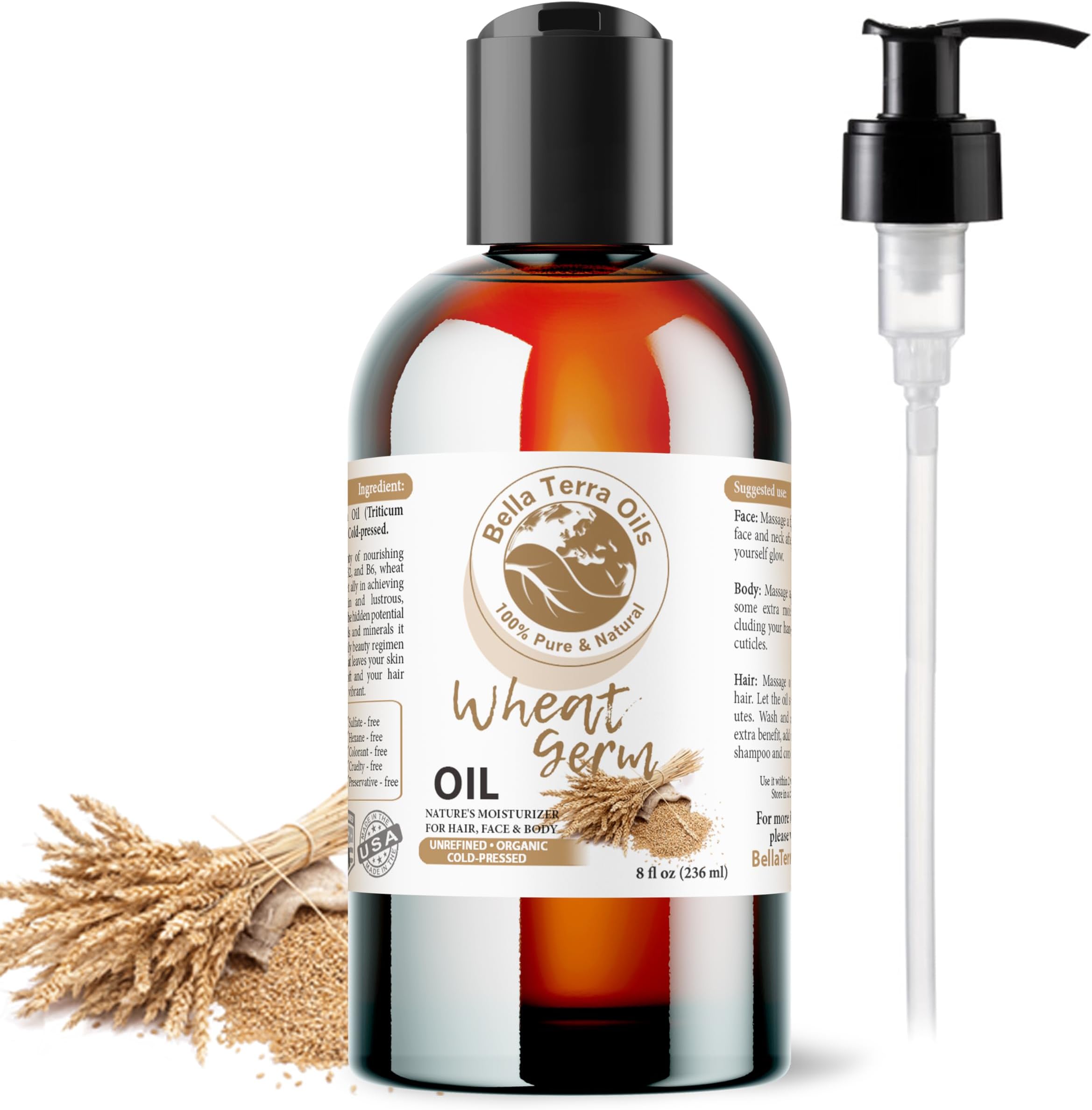 Amazon.com : 100% Organic Unrefined Wheat Germ Oil | Imported From ...