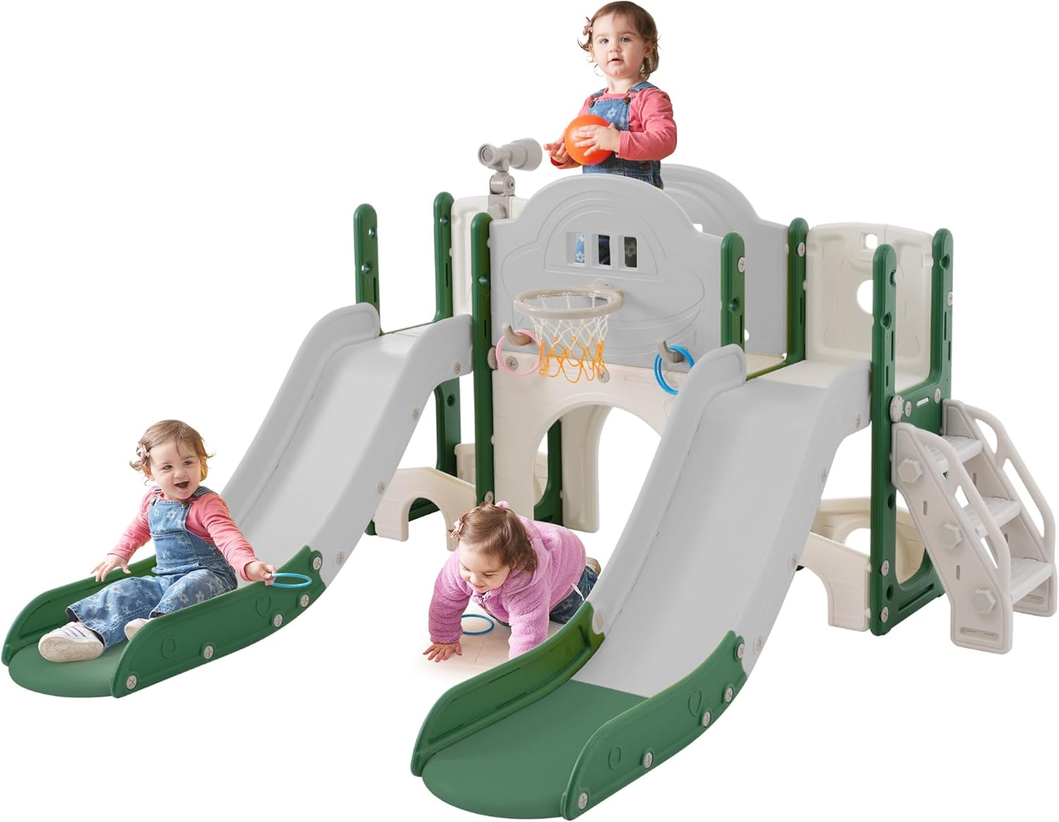 Amazon.com: Merax 7-in-1 Toddler Slide, Baby Slide Playset with Double ...
