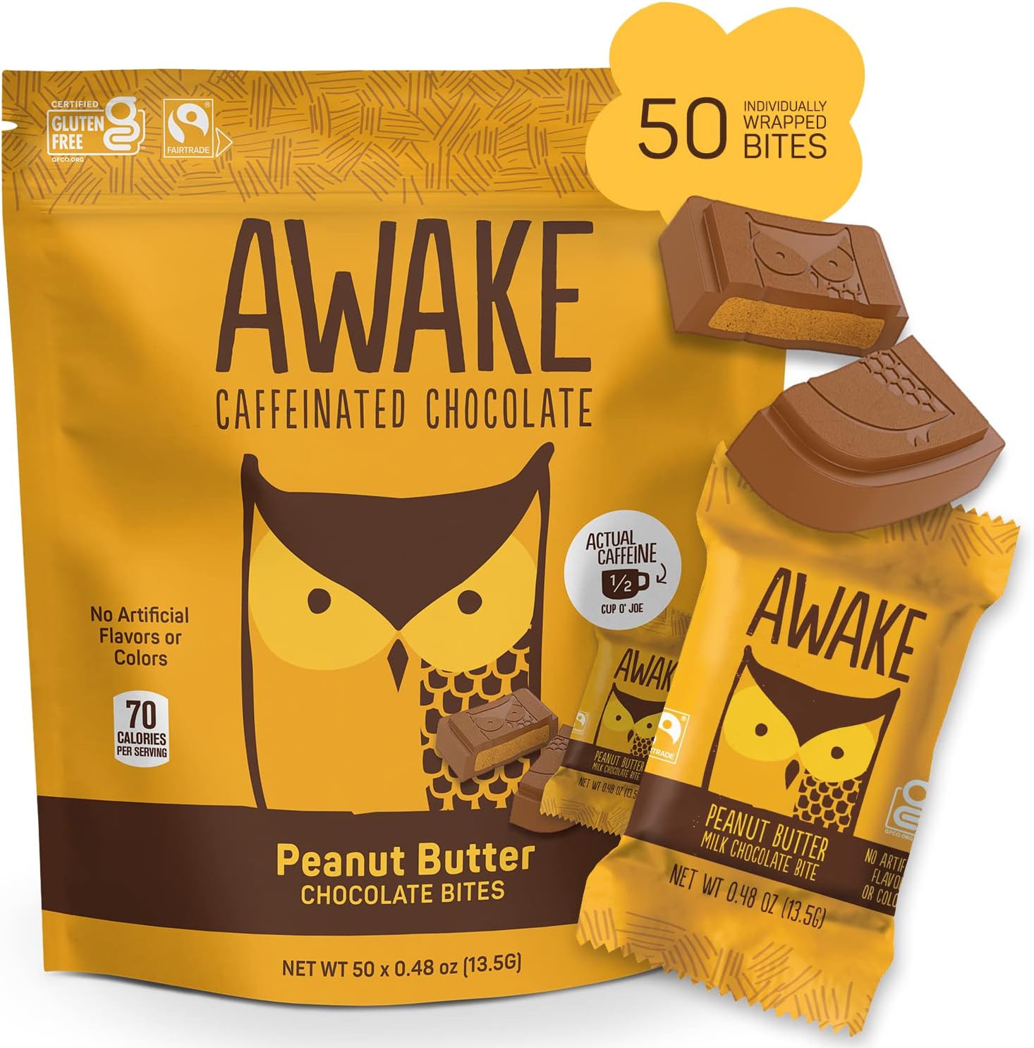 Amazon.com : Awake Caffeinated Chocolate Energy Bites (Milk Chocolate ...