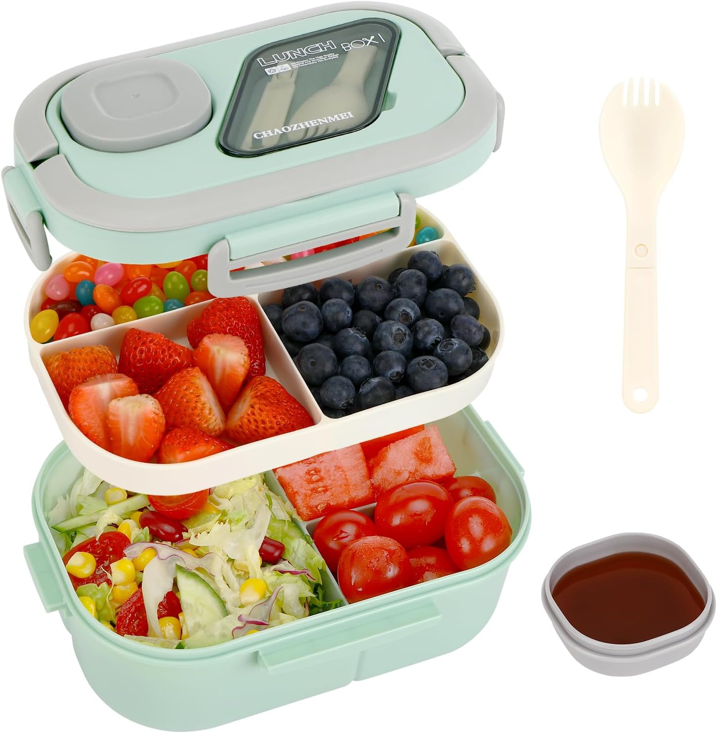 Comius Sharp Salatschüssel mit Dressingbehälter, 1700 ML Bento Box mit ...