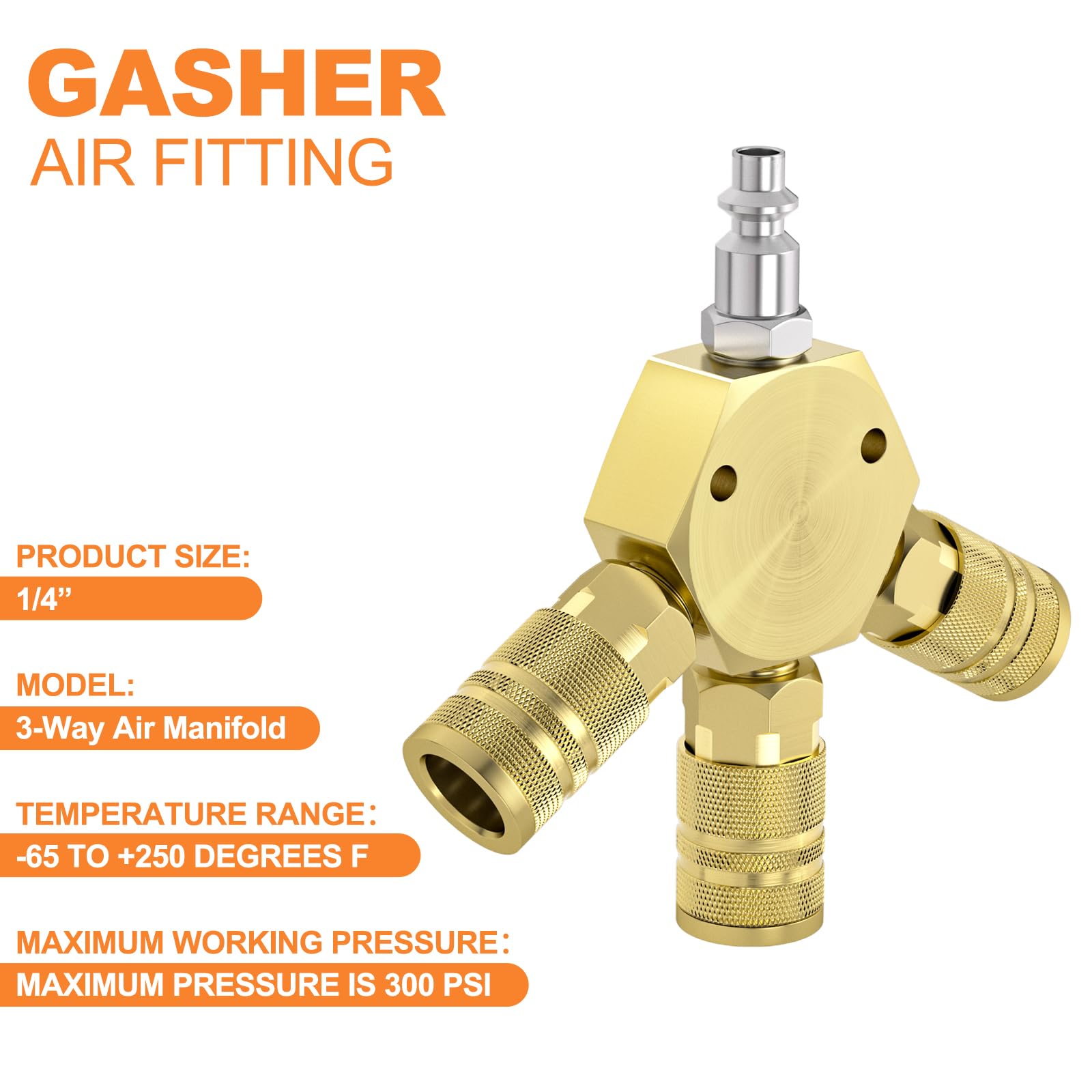 Snapklik.com : GASHER 1/4" Basic Body Size Aluminum Hex Style 3-Way Air ...