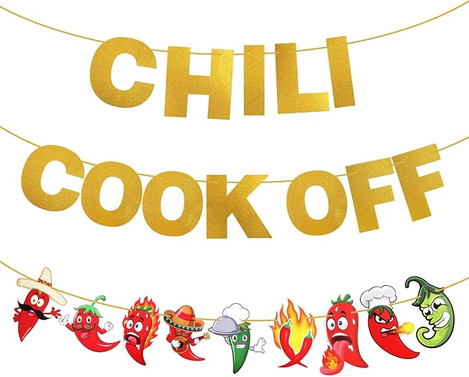 Amazon.com: Chili Cook off Banner, Chili Cookoff Decorations Glittering ...