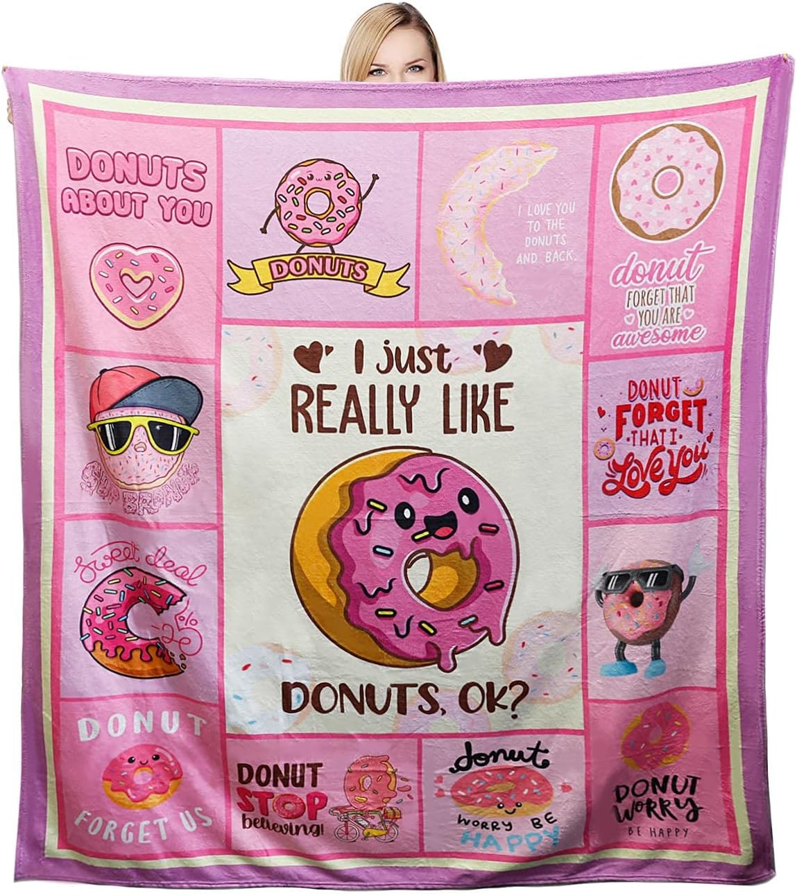 Amazon.com: IORTY RTTY Girls Donuts Blanket Pink Doughnut Throw Blanket ...
