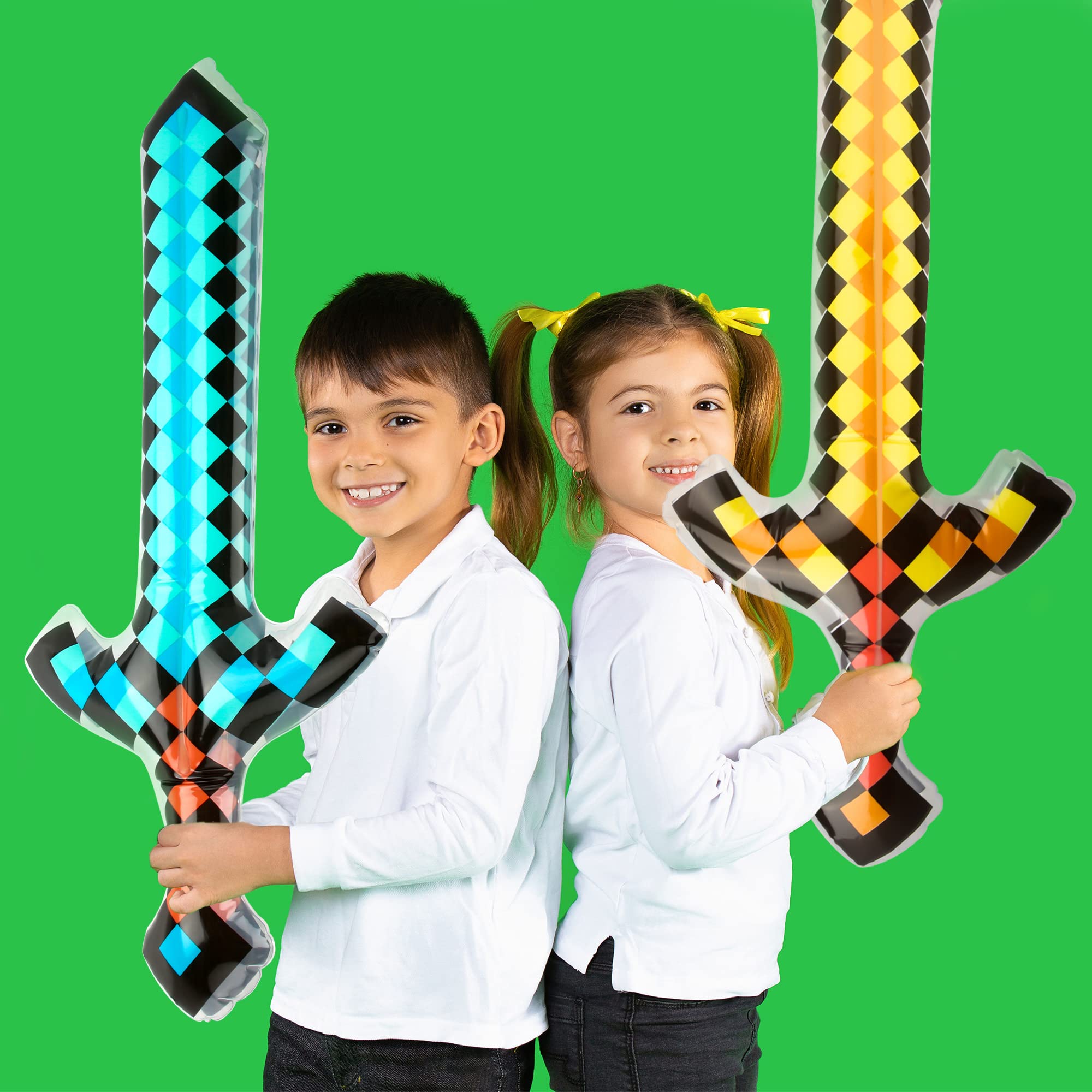 Snapklik.com : 14 Pcs Inflatable Pixel Axe Pickaxe Swords Jumbo Blow Up ...