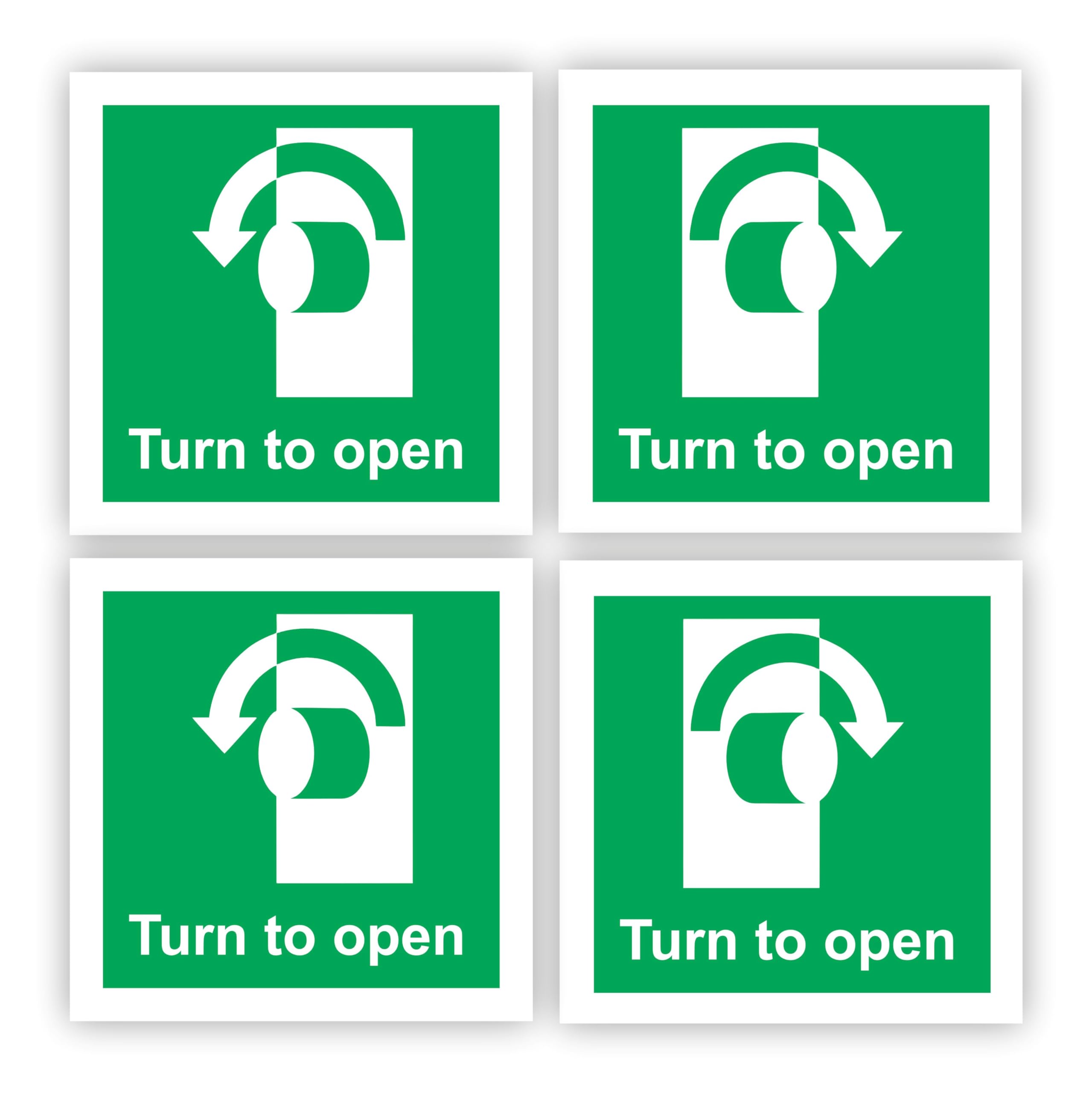 4-Pack of Turn To Open Self-Adhesive Signs Green : Amazon.co.uk: DIY ...