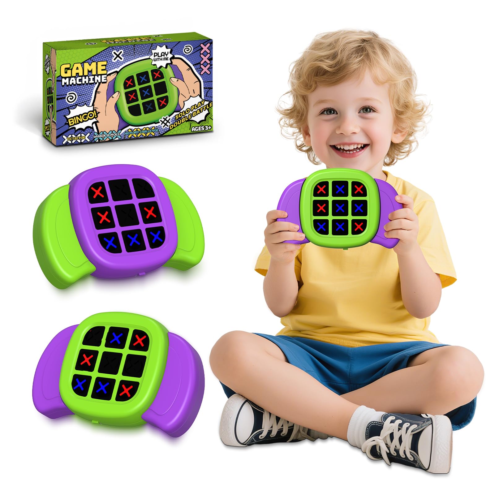 Electric Tic Tac Toe Game 3-in-1 Electronic Handheld Games For Kids ...