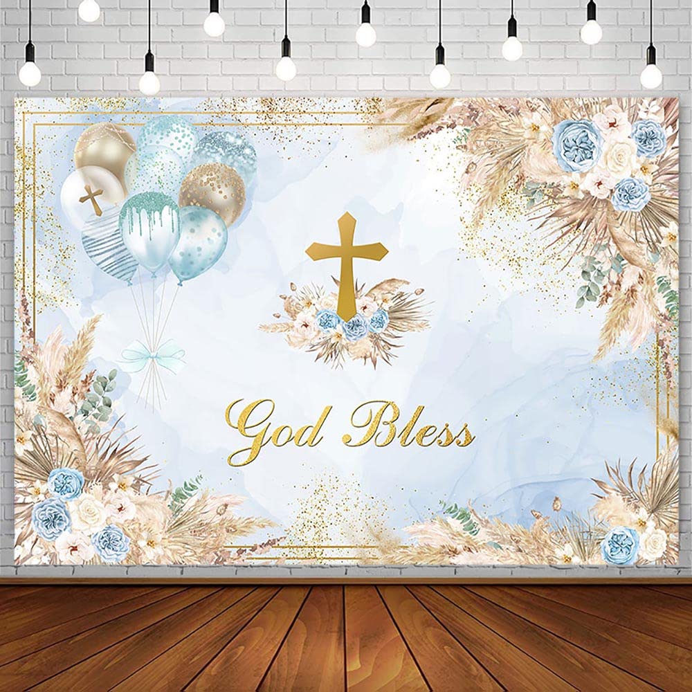 Buy AIBIIN 7x5ft Boho God Bless Baptism Backdrop for Boys Holy ...
