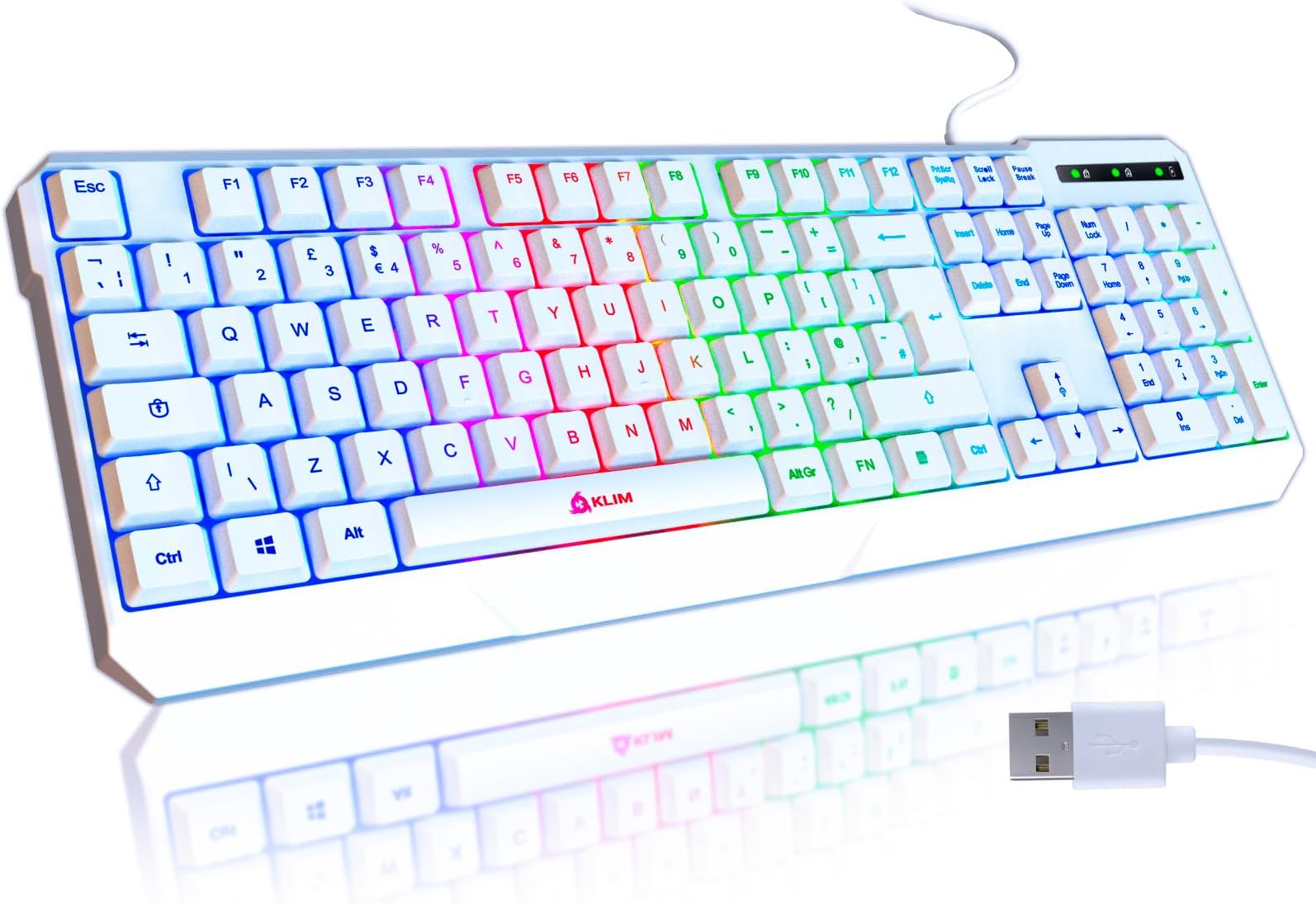KLIM Lightning Gaming Keyboard - NEW 2023-7 LED Colors - Ergonomic ...