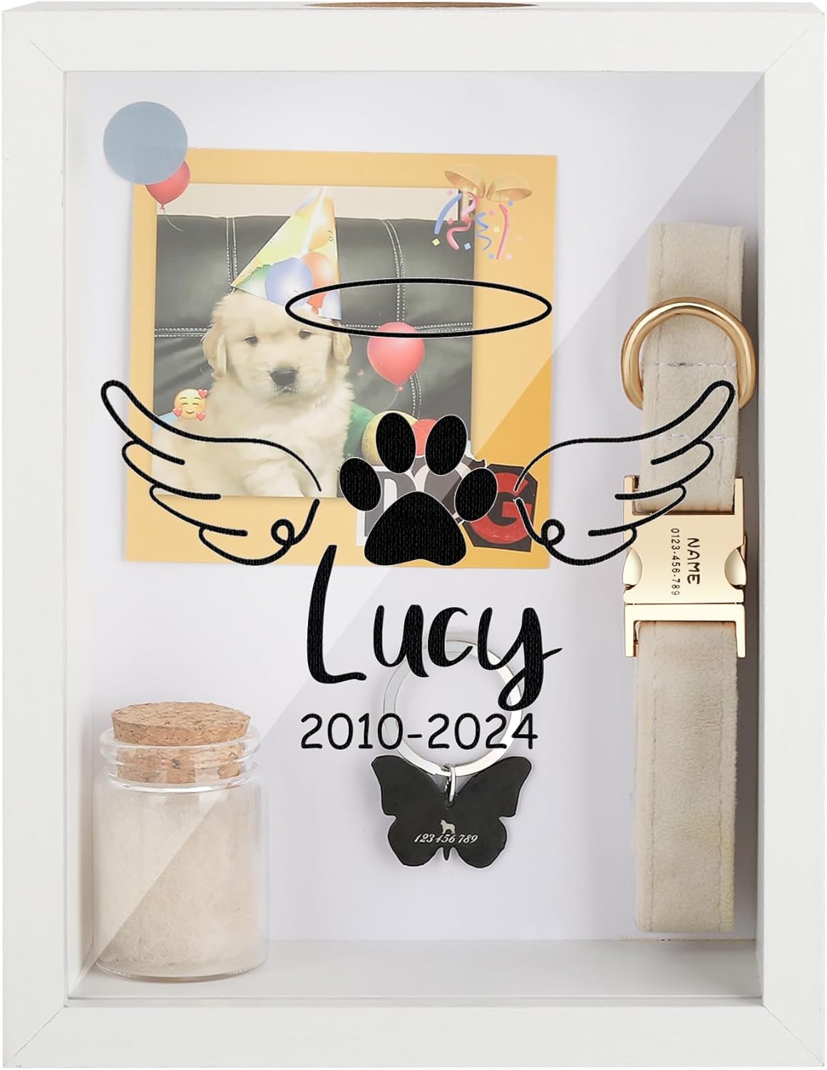 Amazon.com - Pet Memorial Picture Frame Pet Memory Box for Keepsakes ...