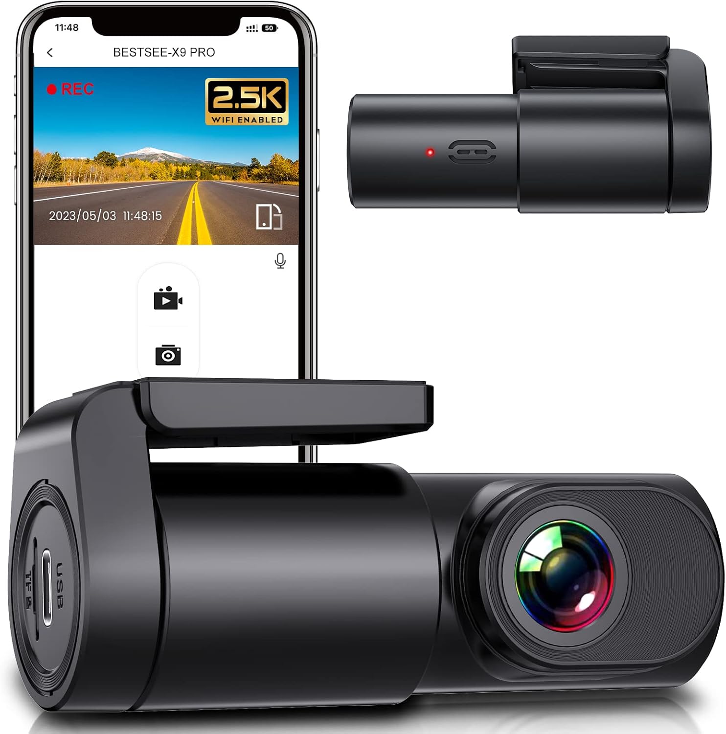 Amazon.com: Dash Cam WiFi 2.5K Car Camera, Front Dash Camera for Cars ...