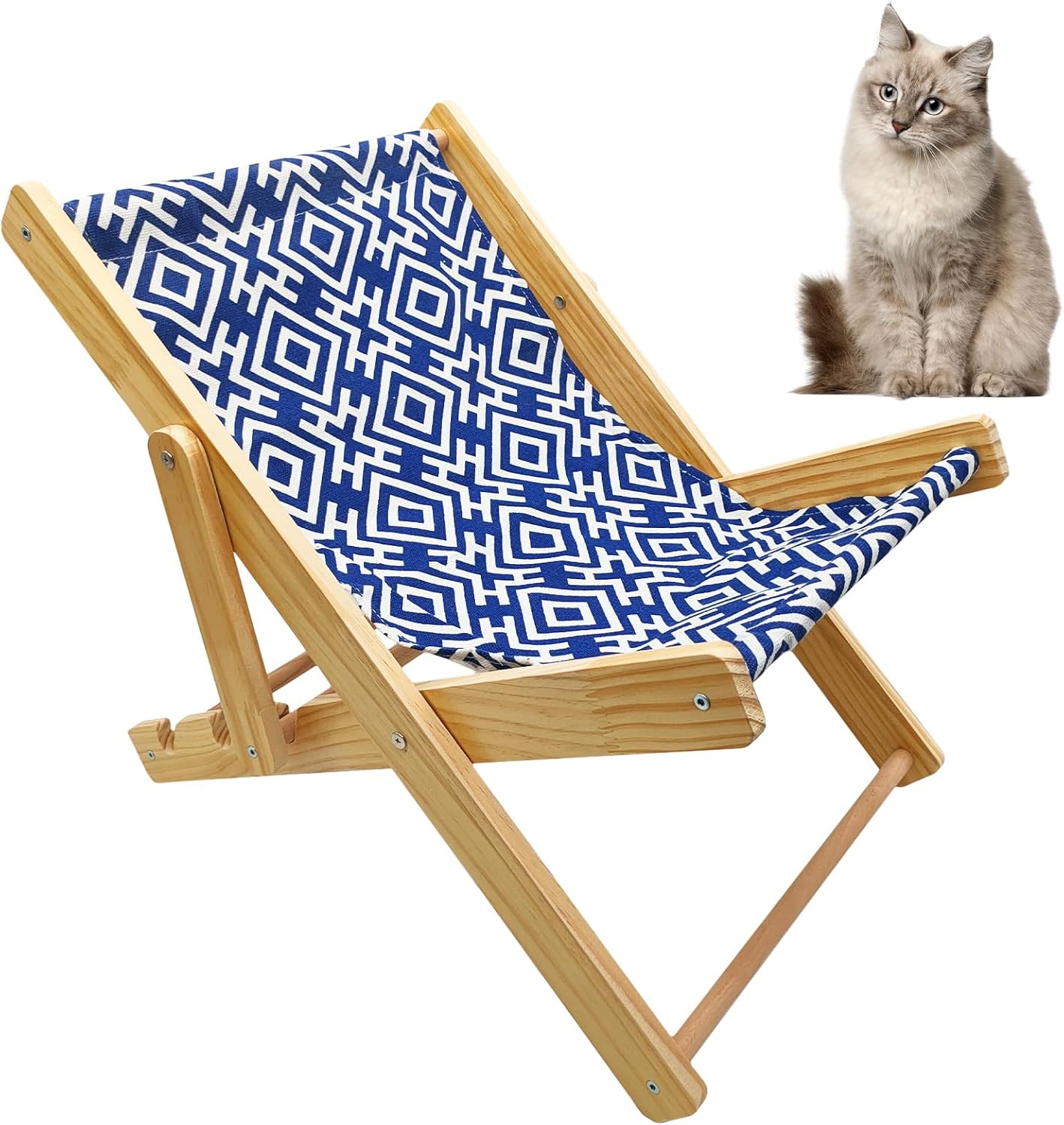 Amazon.com : Hamiledyi Cat Elevated Bed Natural Wooden Cat Lounge Chair ...