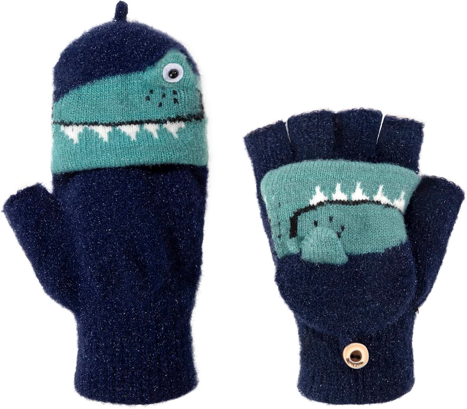 HOTKMB Kids Gloves Winter Warm Fingerless Flap Cover Gloves Soft ...