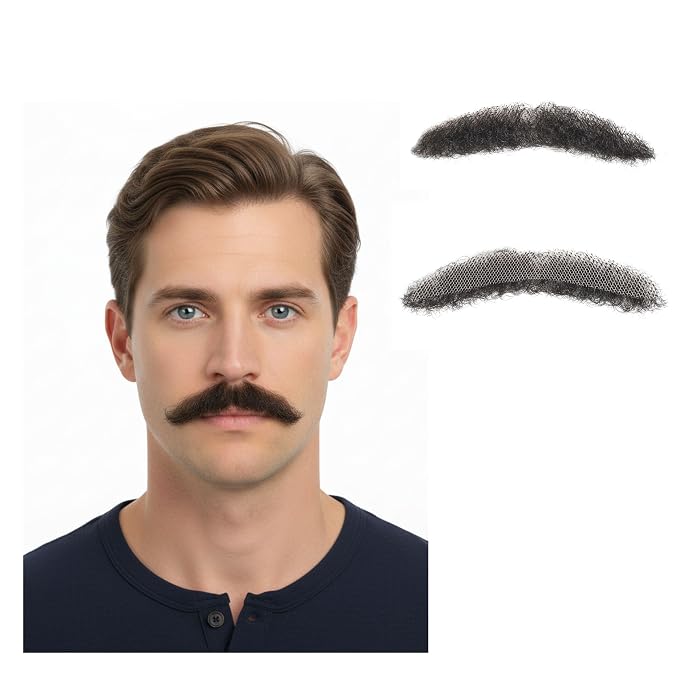 Amazon.com: Bromobiz Realistic Human Hair Mustache & Beard for Men ...