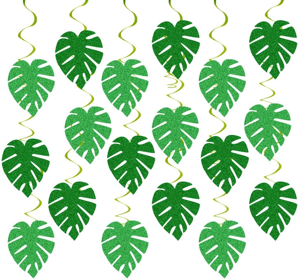 Amazon.com: 40 Pcs Hawaiian Party Decorations Palm Leaves, Swirl ...