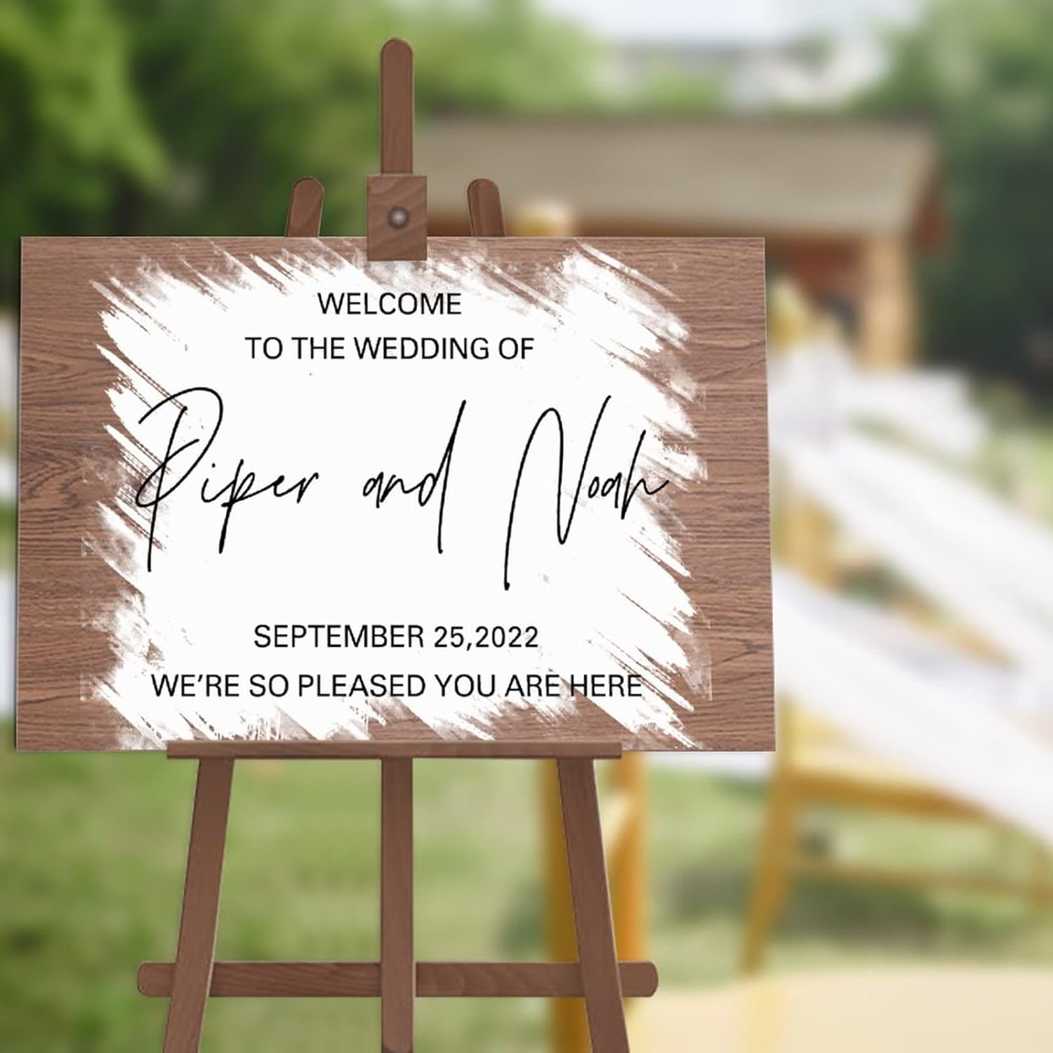 Amazon.com : Wood Wedding Welcome Sign Custom Wedding Date Mr&Mrs ...