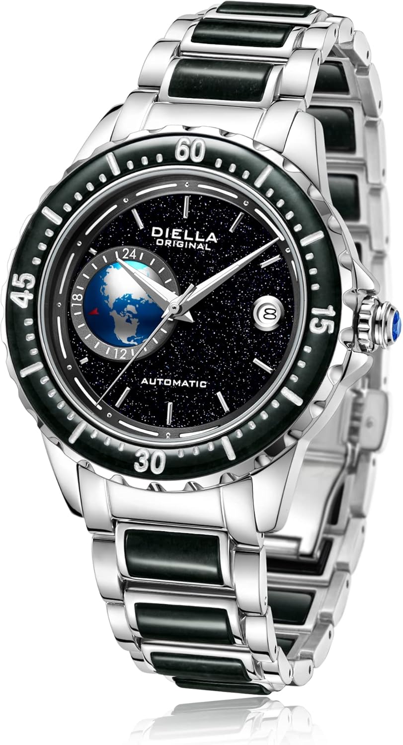 Amazon.com: Diella Automatic Mechanical Watches for Men, Dial is Inlaid ...