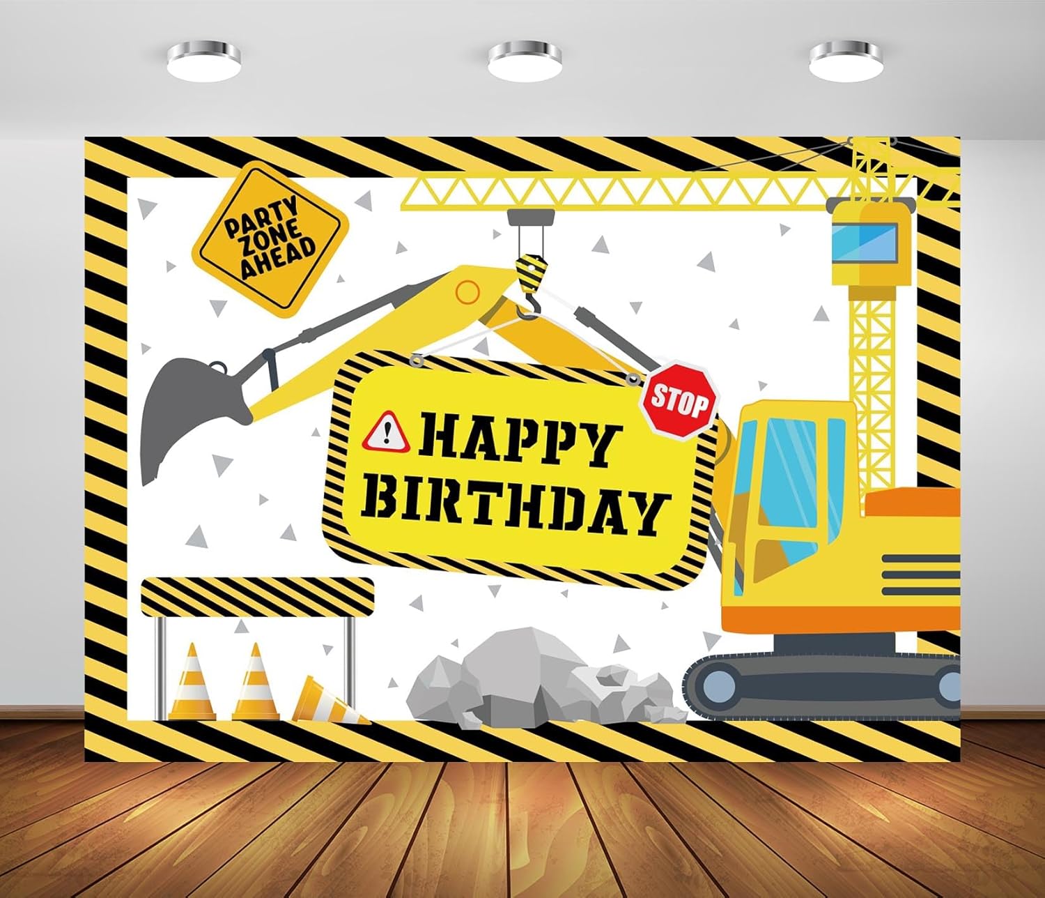 Amazon.com : BELECO 9x6ft Fabric Construction Birthday Backdrop Under ...