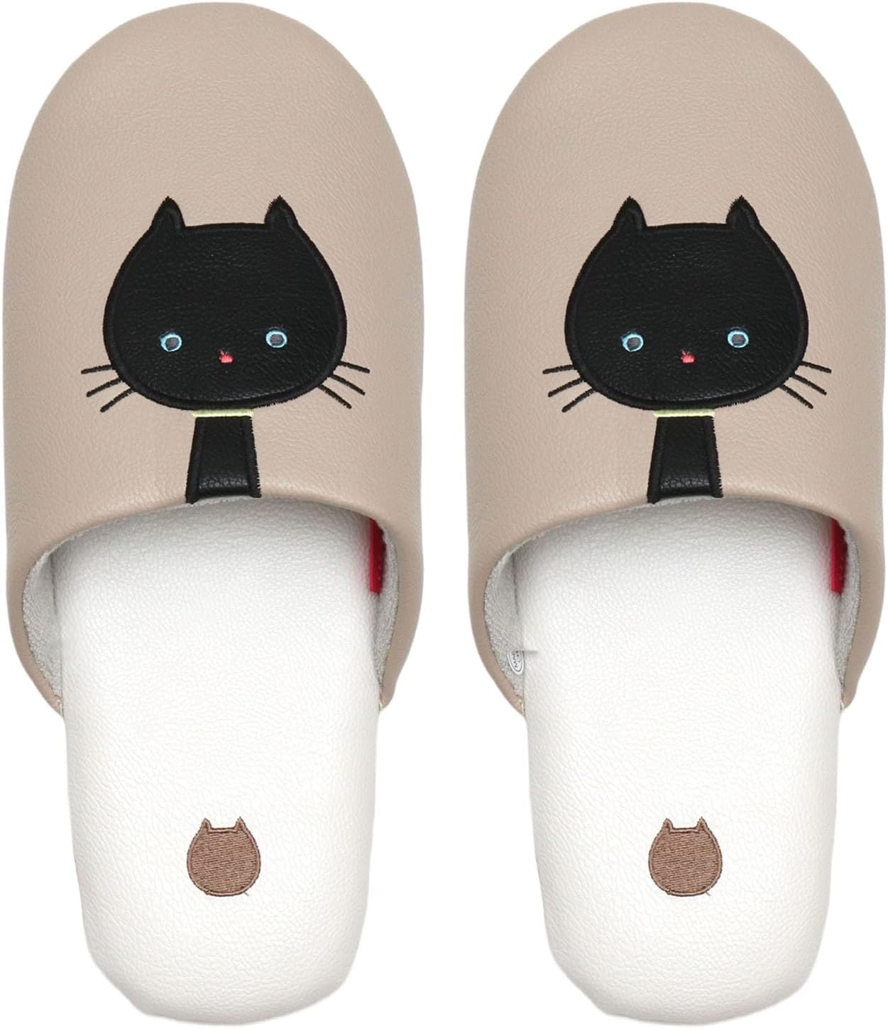 Amazon｜isso ecco シャトロン トイレファブリック [トイレマット フタカバー スリッパ 猫 白猫 黒猫 かわいい ] (スリッパ単品, ベージュ)｜トイレマット・タンクカバー ...