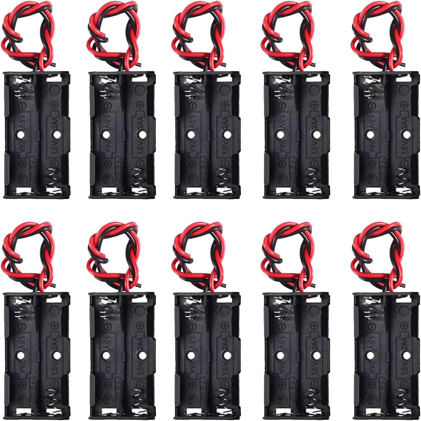 AEDIKO 10pcs 2x AA Battery Holder 2x1.5V AA Battery Holder 3V AA ...