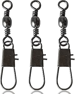 Fishing Rolling Barrel Swivels with Safety Snaps Connector for Quick Connect Fishing Lures,50pcs ...