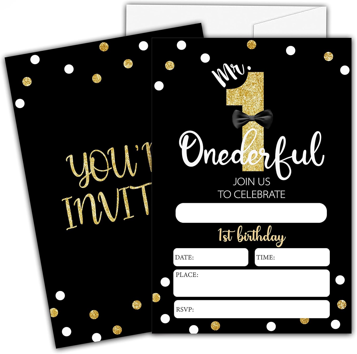 Amazon.com : Ycyfckdr 1st Mr. Onederful Birthday Invitations for Boys ...
