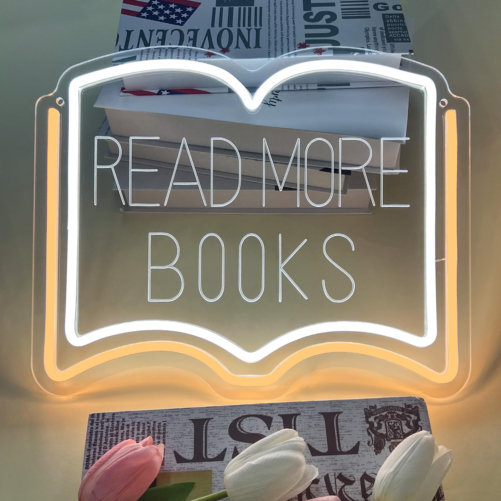 Amazon.com : Read More Books Neon Sign, Dimmable LED Book Lovers Neon ...