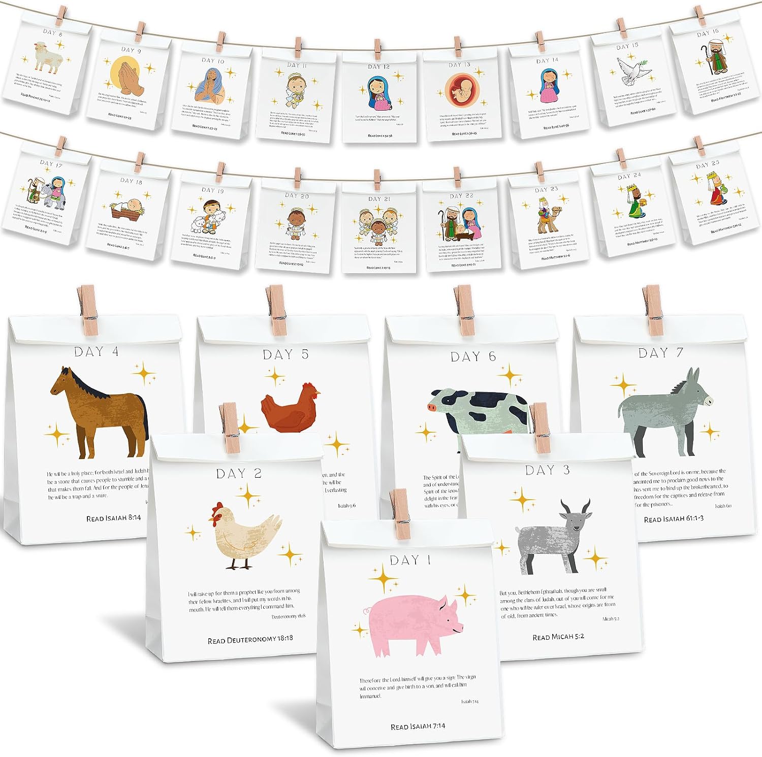 Amazon.com: Chiisong 25 bolsas de calendario de Adviento de las ...