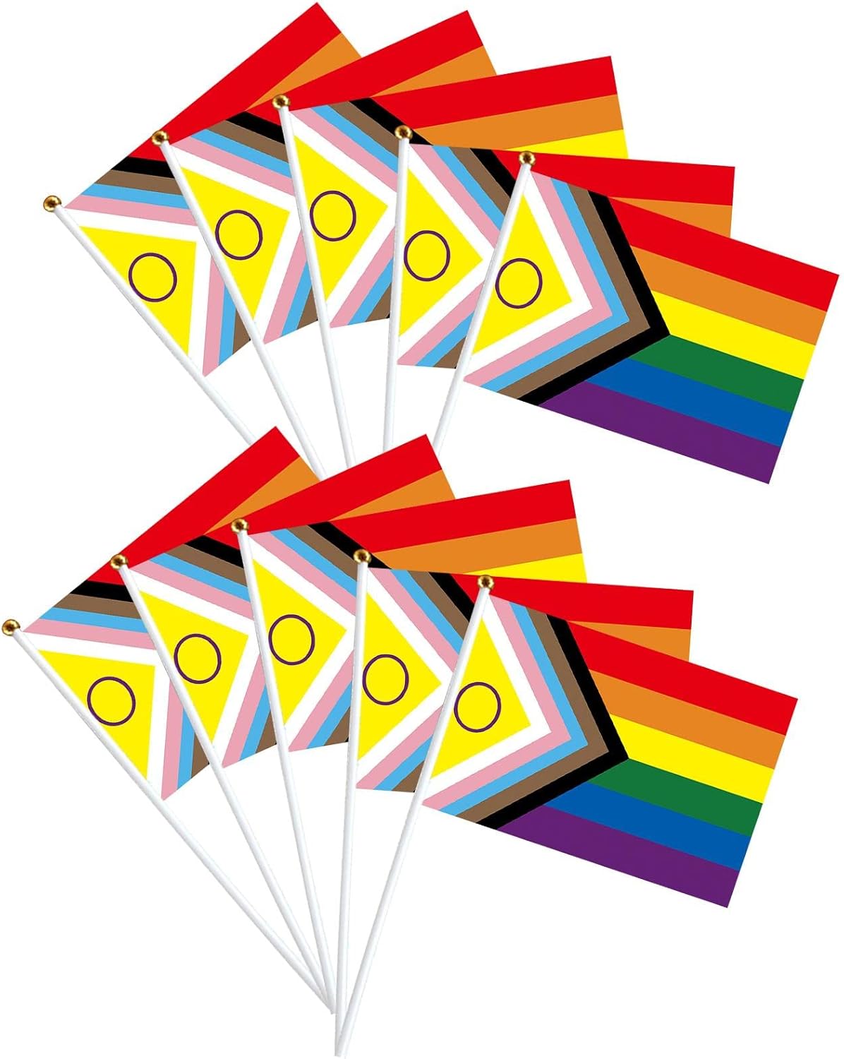 Small Progress Pride Flag Stick 5'' x 8'' - Rainbow Mini Pride Flag ...