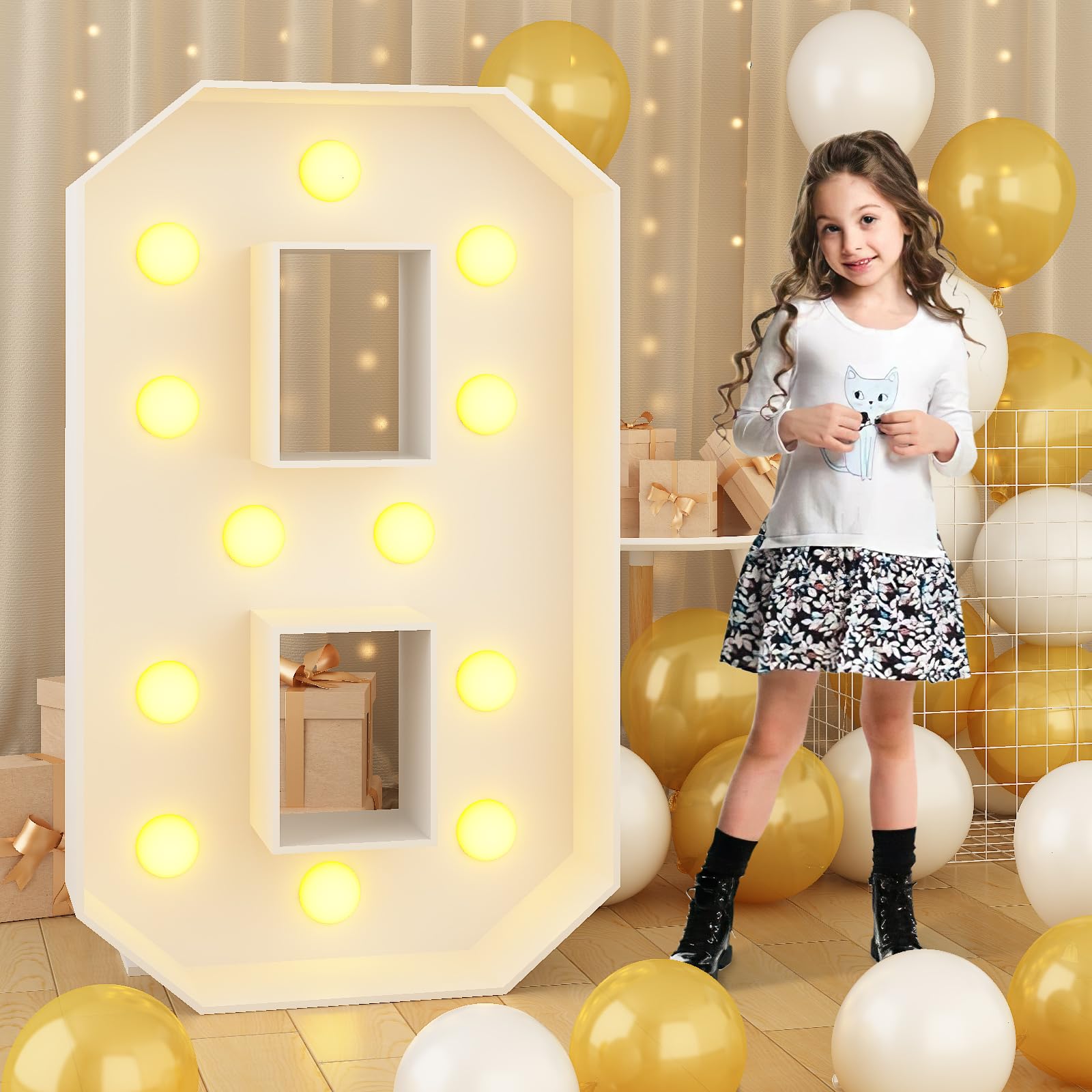 Snapklik.com : 4ft Marquee Light Up Number 8 White Large Marquee Numbers