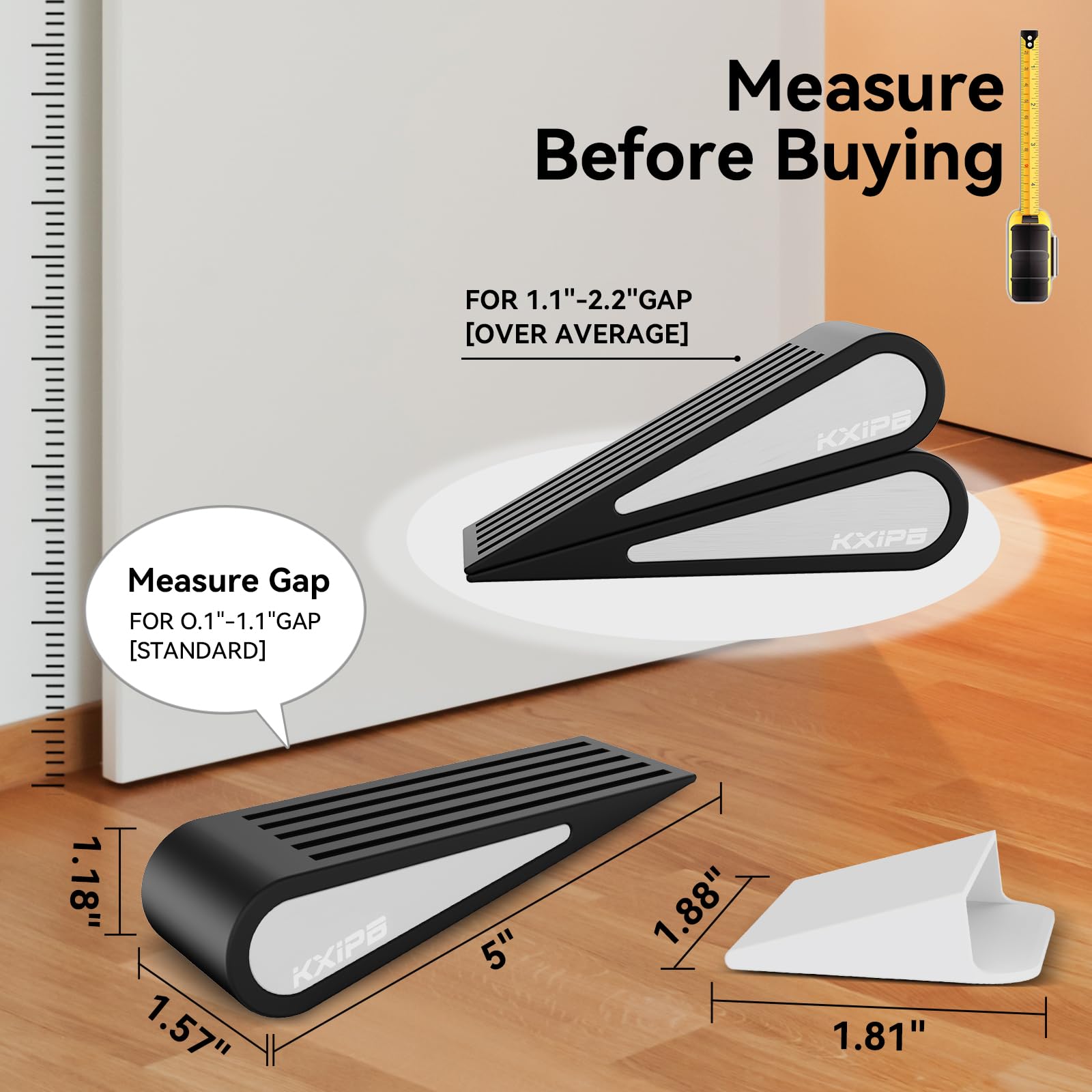 Snapklik.com : 4Pack Rubber Door Stopper Wedge - Black Non-Slip Soft ...