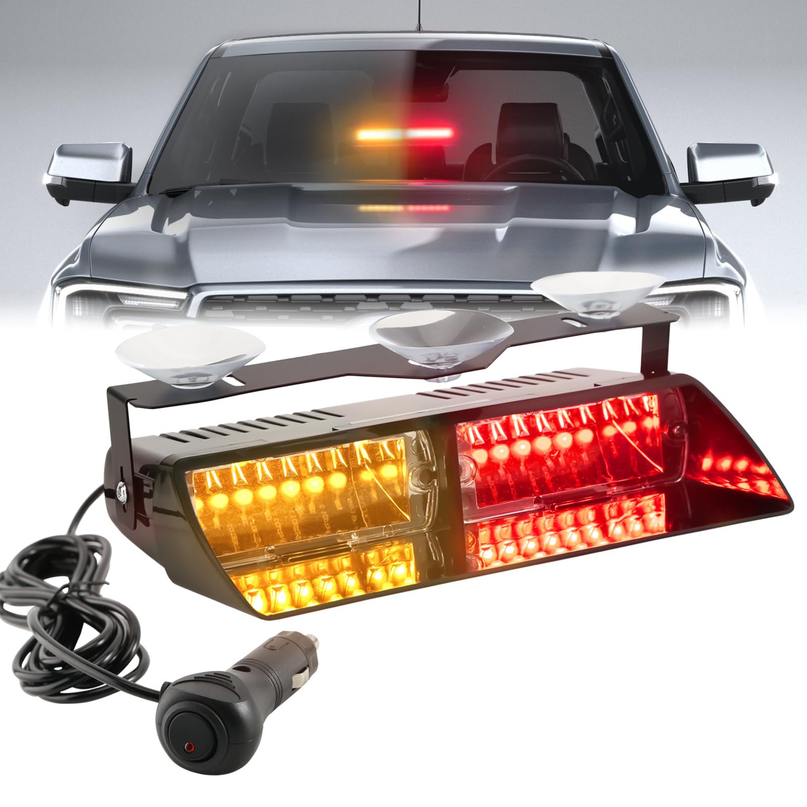 Snapklik.com : Amber/Red Firefighter Emergency Dash Strobe Lights For ...