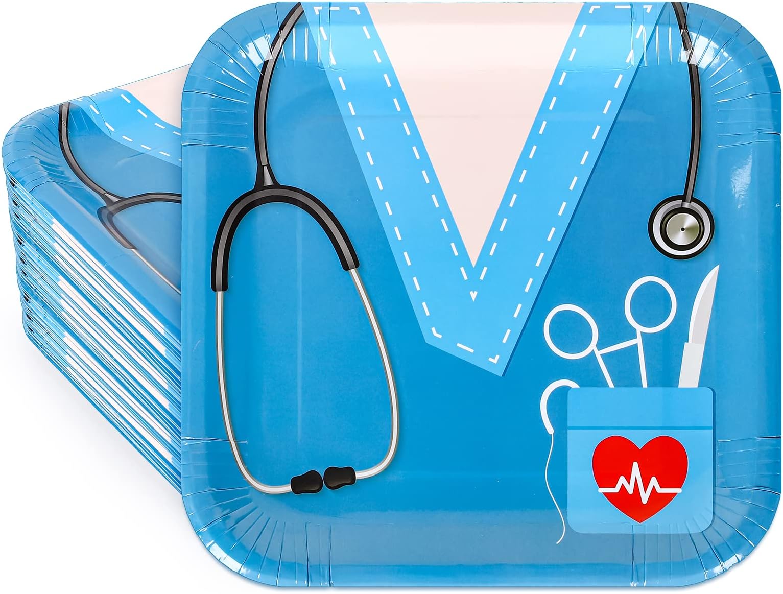 Amazon.com: Sparkle and Bash 80 Pack Nurse Paper Plates for Nursing ...