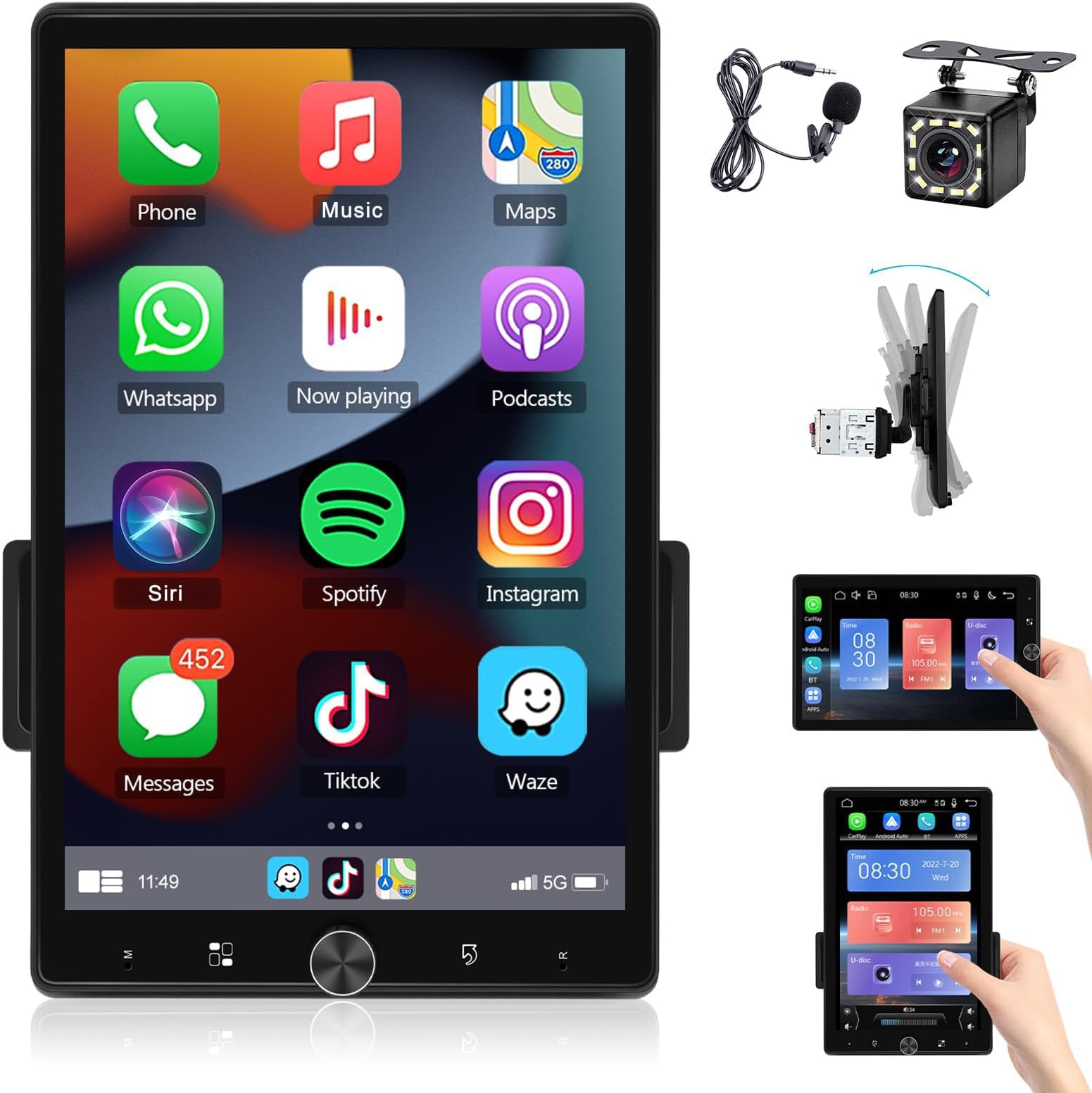 Amazon.com: [2G+64G] 9.7 inch Android Vertical Double Din Car Stereo 2 ...