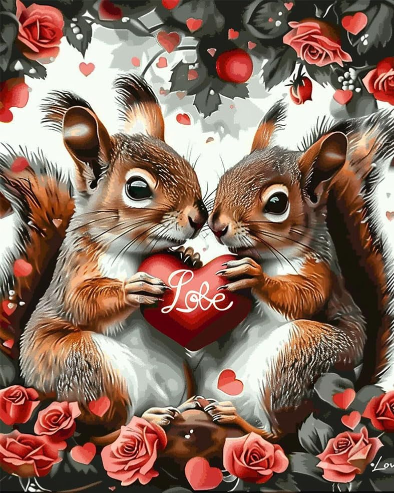 Amazon.com: Squirrels Paint by Numbers Rose Bush Paint by Numbers Kit ...
