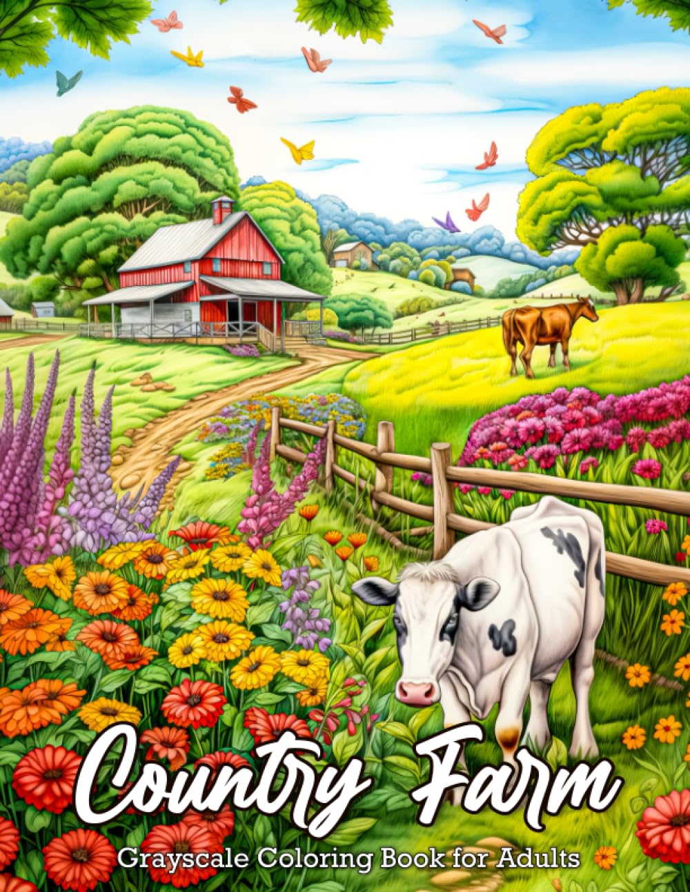 Amazon.com: Country Farm Grayscale Coloring Book for Adults: Immerse ...
