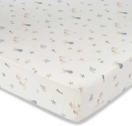 Amazon.com: Crane Baby 100% Cotton Under The Sea Fitted Crib Sheet with ...