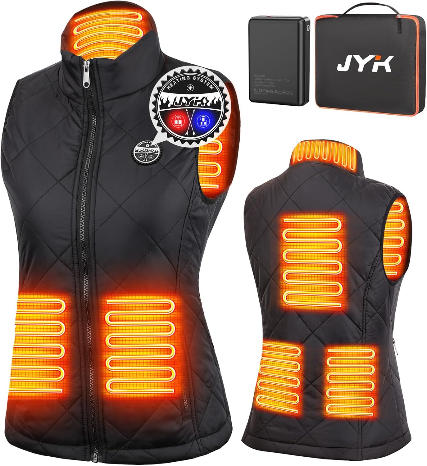 Amazon.com: JYK Women's Heated Vest with 3 Heating Levels, 6 Heating Zones,Neck Heating Jacket ...