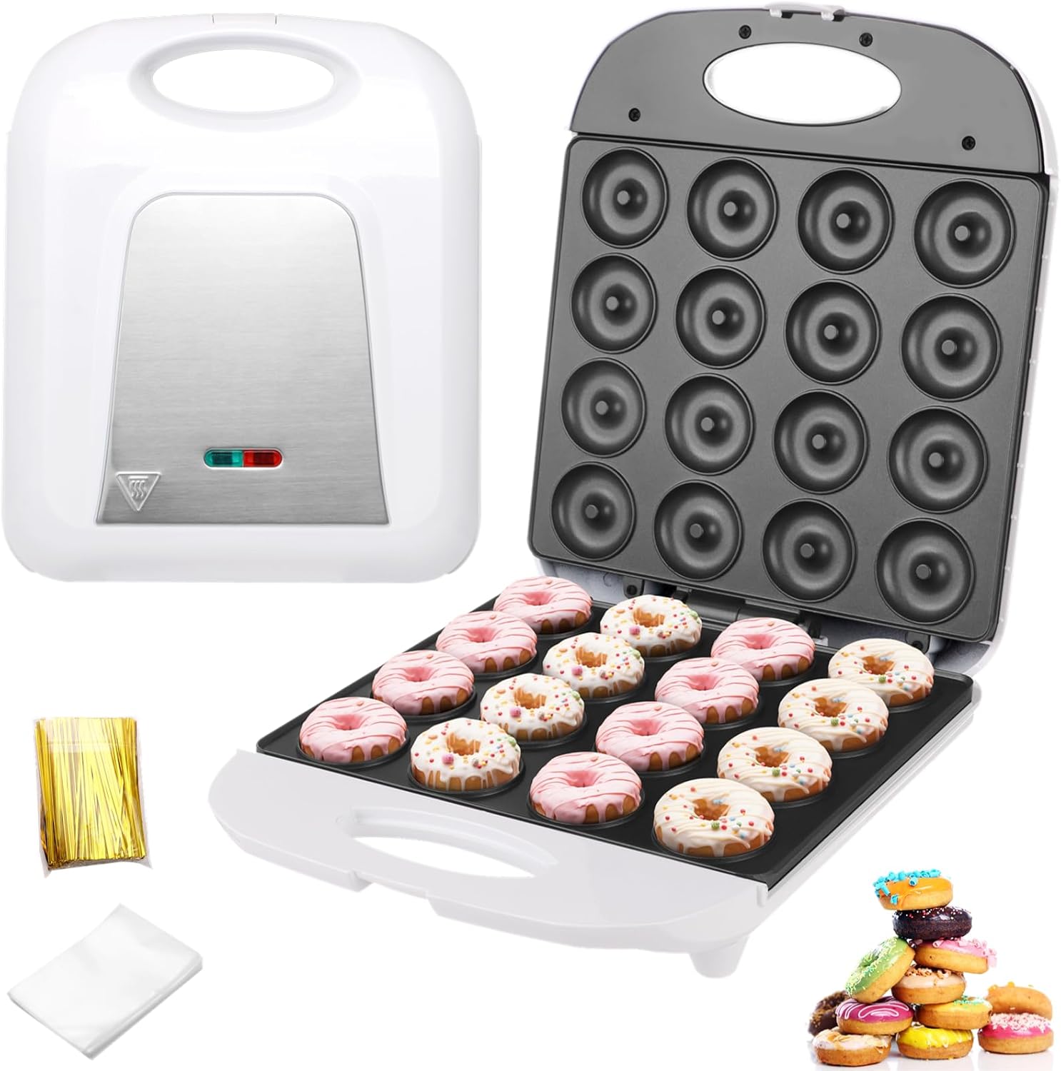 Amazon.com: Mini Donut Maker, 16 Holes Small Doughnuts Maker Machine ...
