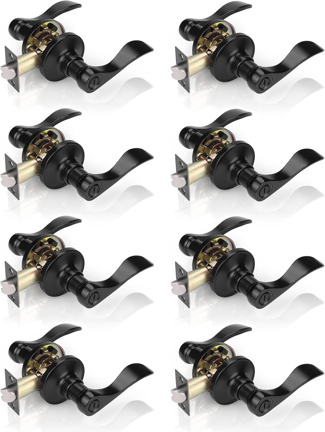 Gobrico Matte Black Bed/Bath Door Levers Reversible Keyless Door ...