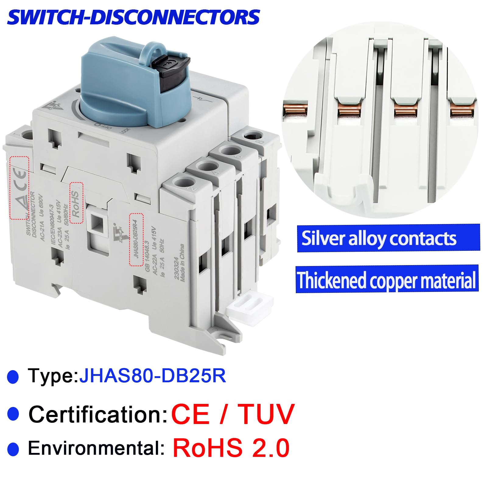 Snapklik.com : 25 Amp 800V AC Disconnectors Switch Changeover Switch 2 ...